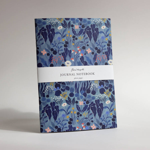 Blue Grey Floral journal notebook - A5 notebook - Write and Craft